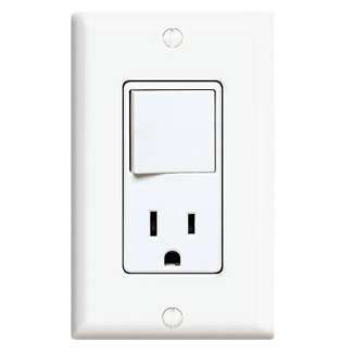 Leviton Decora 3-Way Switch & Receptacle Combo, 15 Amp, Model 5645-W ...