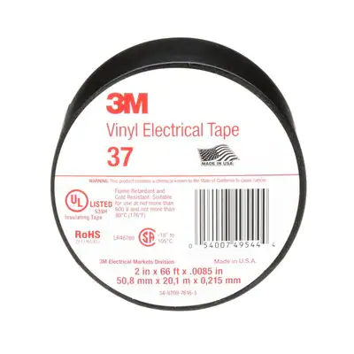 3M Specification-Grade Vinyl Electrical Tape, 2in x 66ft , Black, Model ...