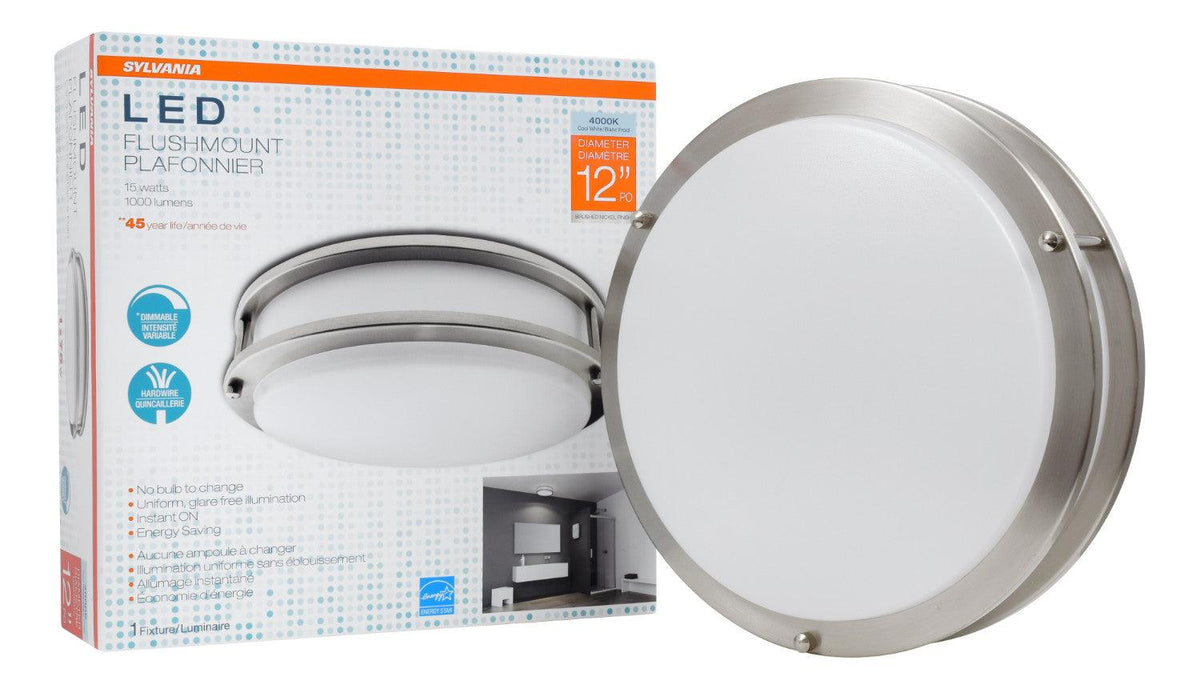 Sylvania 12 inch LED Round Flush Mount Luminaire 15 W, Bright White 40 ...