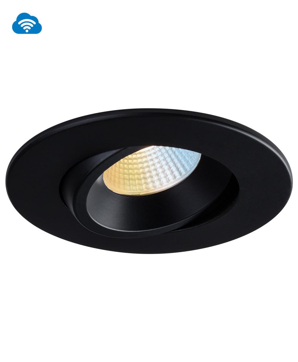 Liteline 4" Smart OnCloud Luna Black Round Gimbal Recessed Fixture, Mo ...